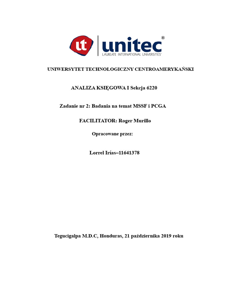 UNITEC S2 - Zadanie NR 2 Badania Nad NIIF I PCGA | PDF