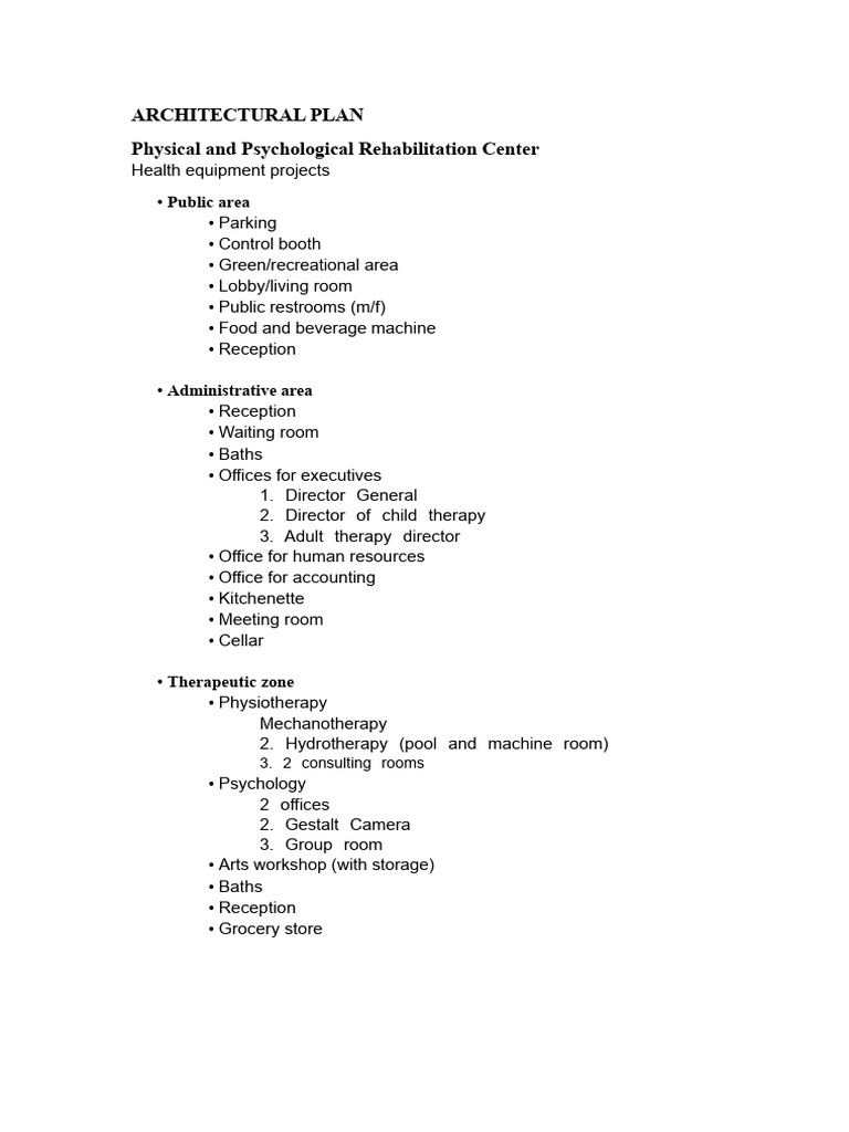 Rehabilitation Center Floor Plan PDF | PDF