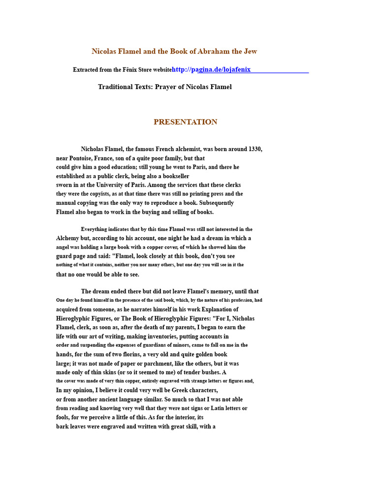 Nicolas Flamel and The Book of Abraham The Jew | PDF | Alchemy