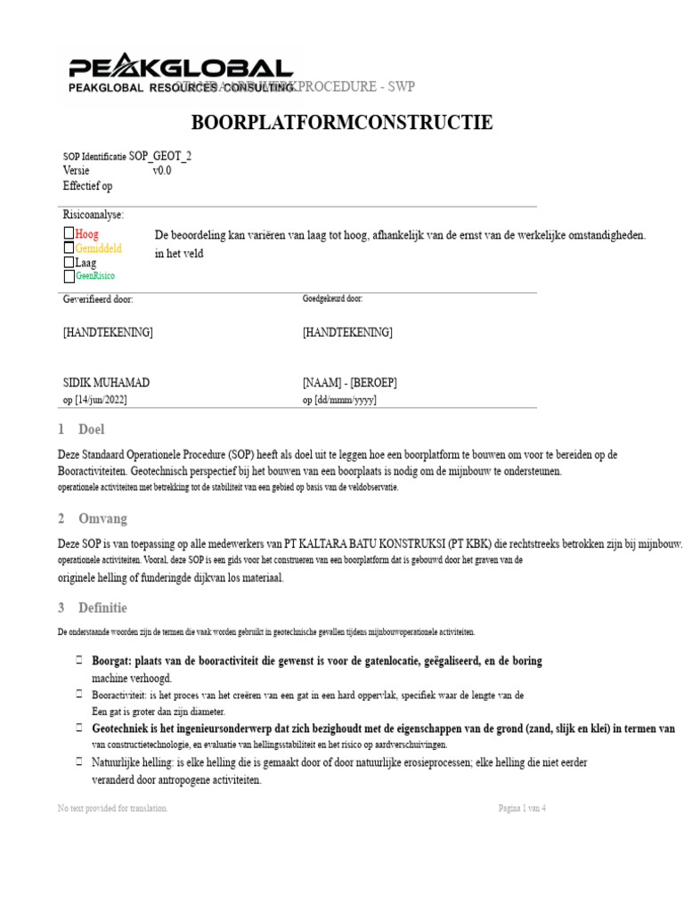 SOP - GEOT - 06 v0.0 BOORPLATFORM BOUW | PDF