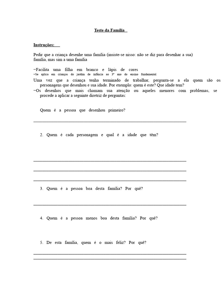 Teste da Família | PDF