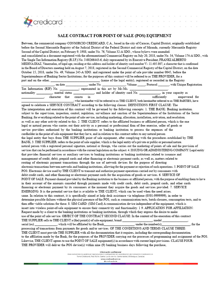 Sale Contract For Point of Sale Equipment Inv Ac | PDF | Point Of Sale ...