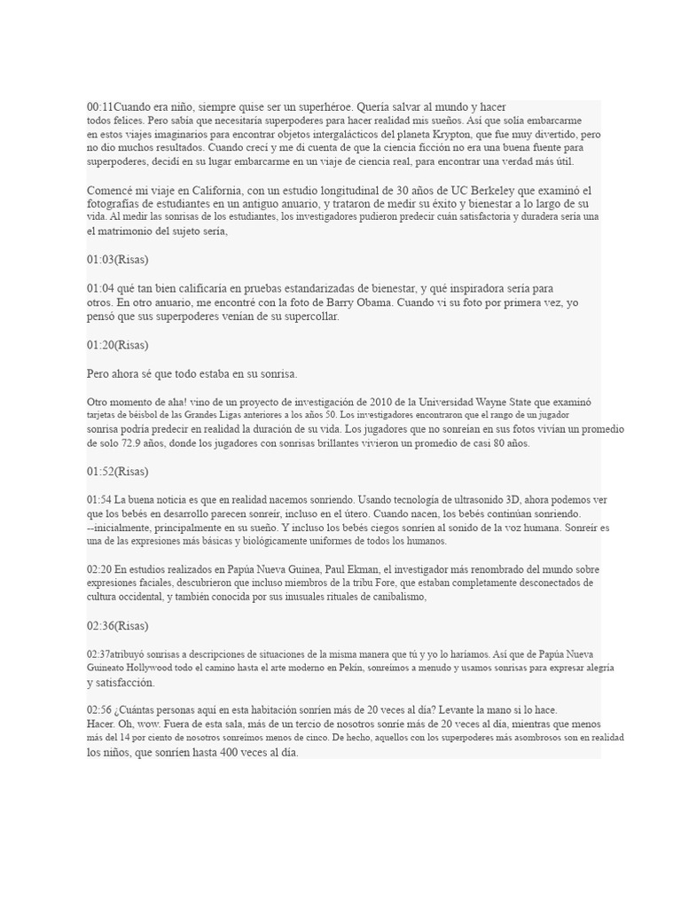 Ron Gutman - El Poder Oculto de Sonreír (Charla Ted) | PDF | Sonrisa