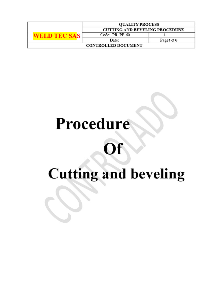 Cutting and Beveling Procedure Guide | PDF | Mechanical Engineering