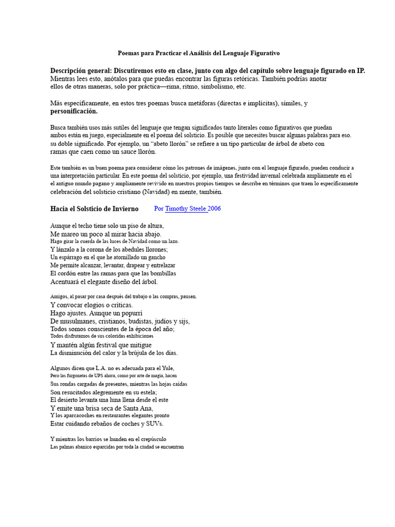Análisis de Lenguaje Figurativo en Poemas | PDF