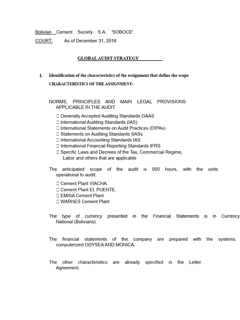 Global Clean Audit Strategy | PDF | Audit | International Financial ...