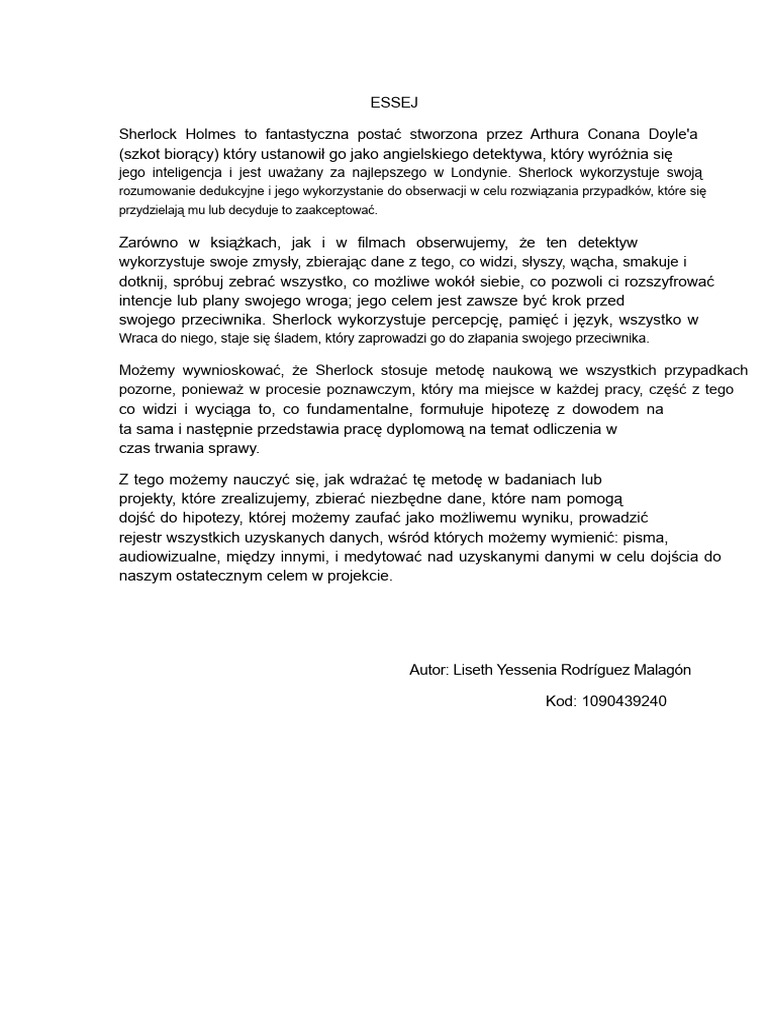 Esej Sherlocka Holmesa | PDF