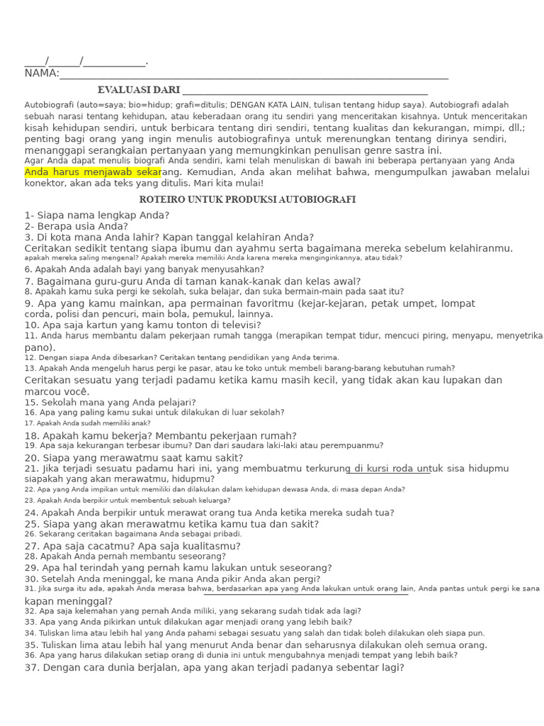Panduan Menulis Autobiografi Pribadi | PDF