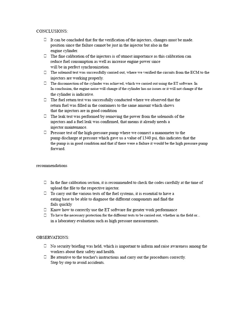 Diesel Injector Testing and Calibration | PDF