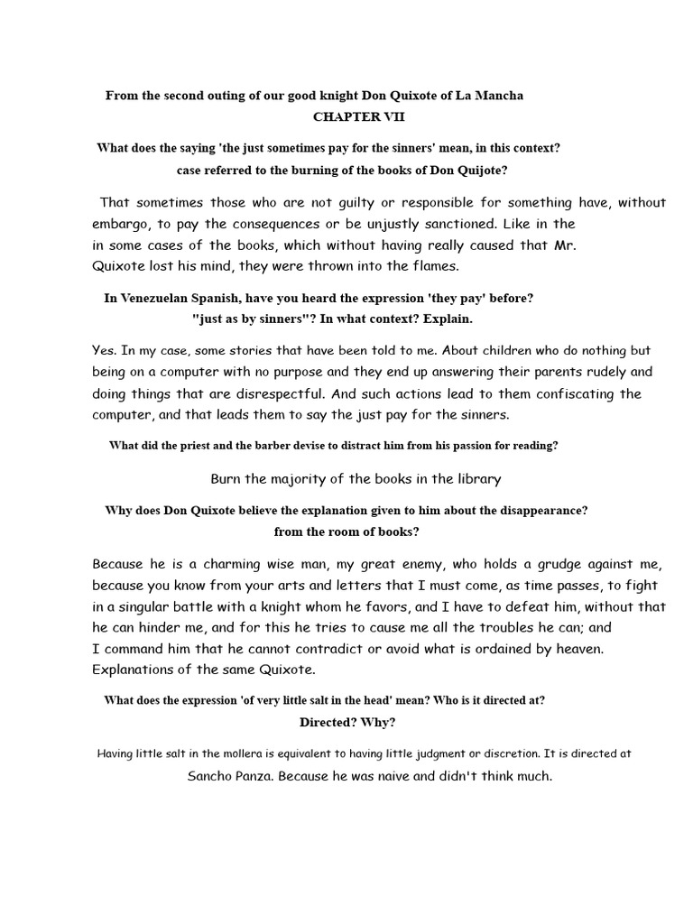 Don Quixote's Misadventures Explained | PDF | Don Quixote