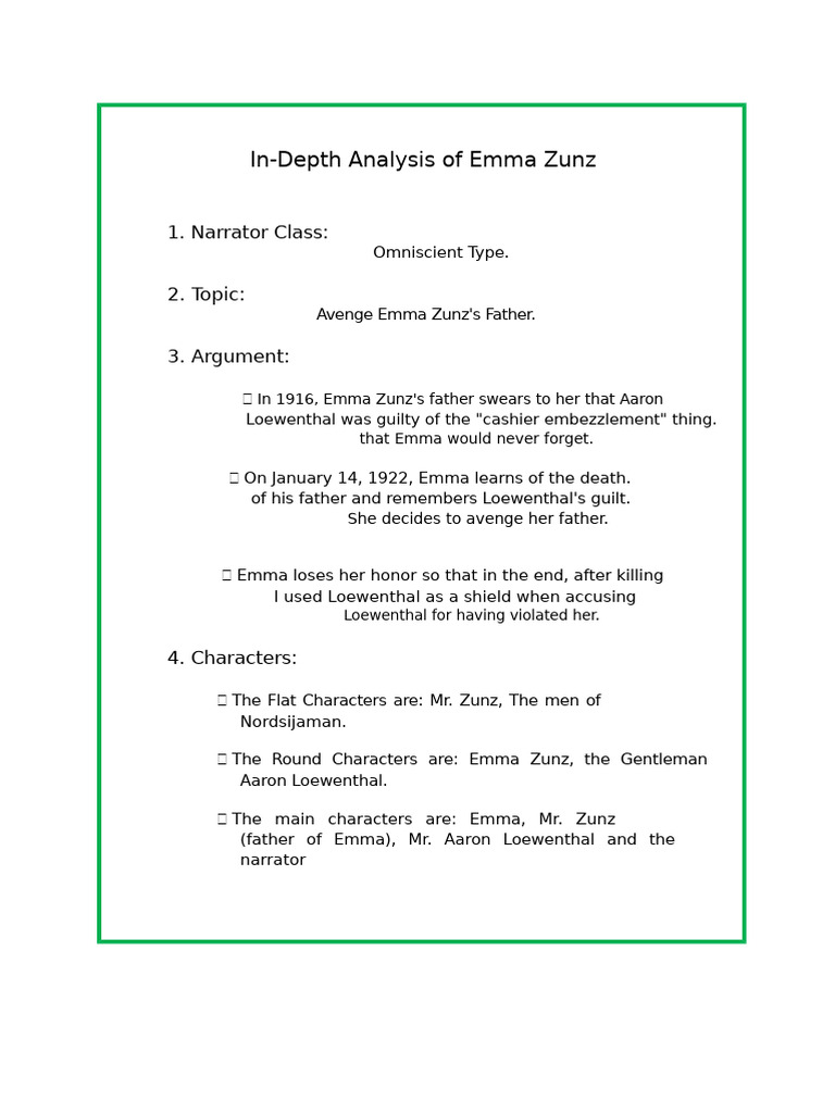In-Depth Analysis of Emma Zunz | PDF