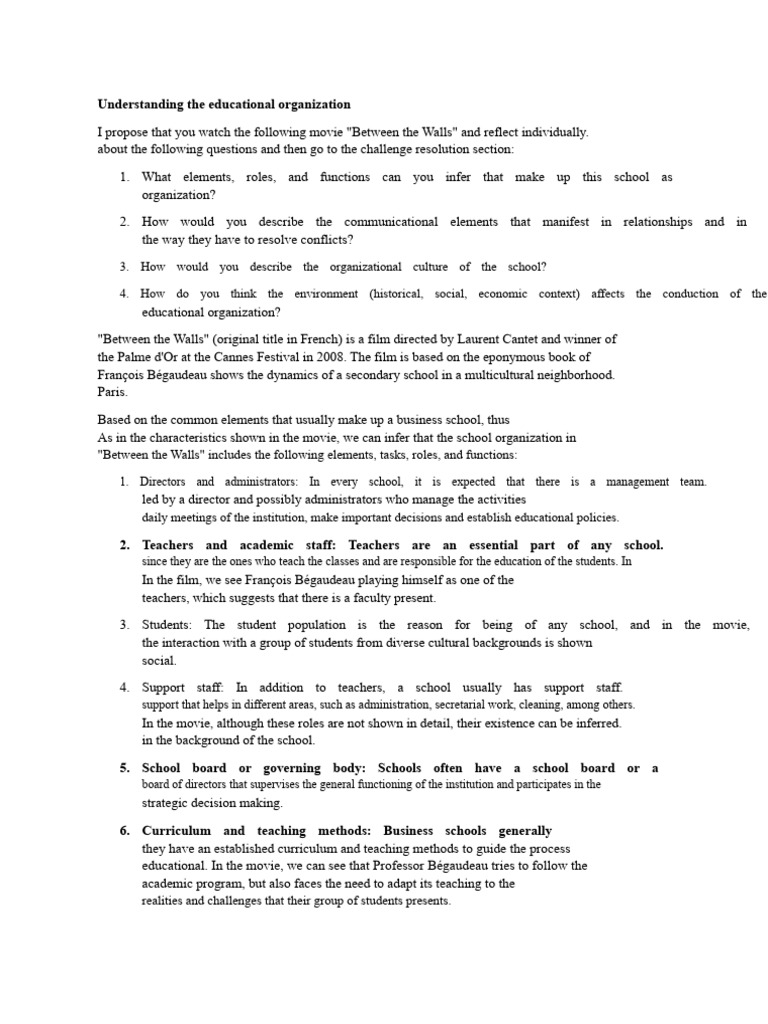 Understanding The Educational Organization Challenge | PDF ...