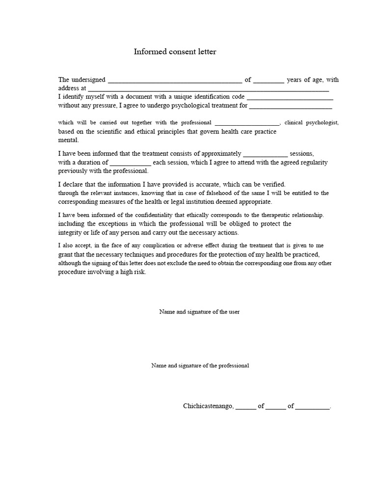 Informed Consent Letter | PDF