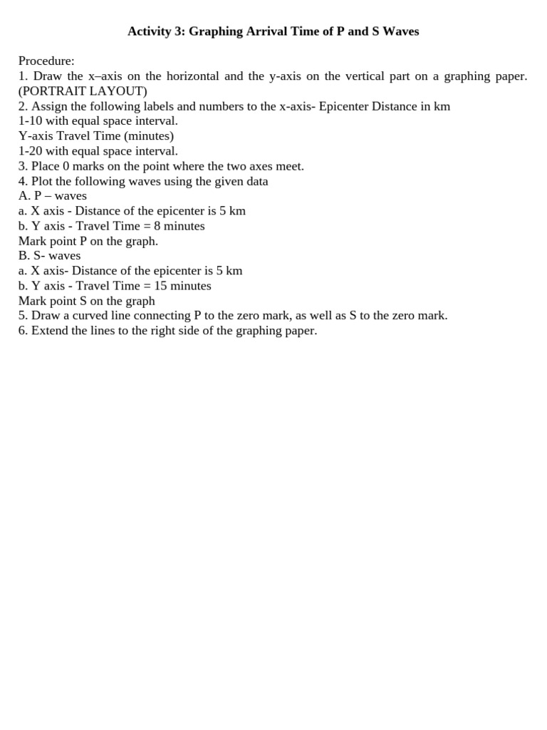 Modular Activity 3 Graphing P Waves S Waves | PDF