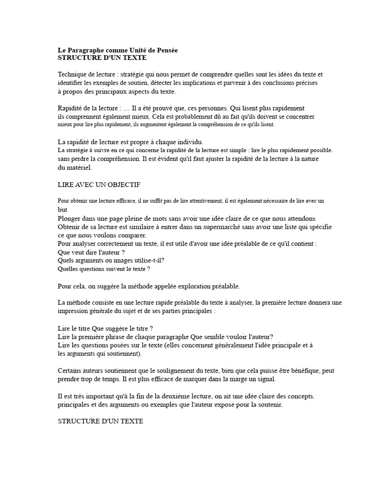 Le Paragraphe Comme Unité de Pensée | PDF | Phrase
