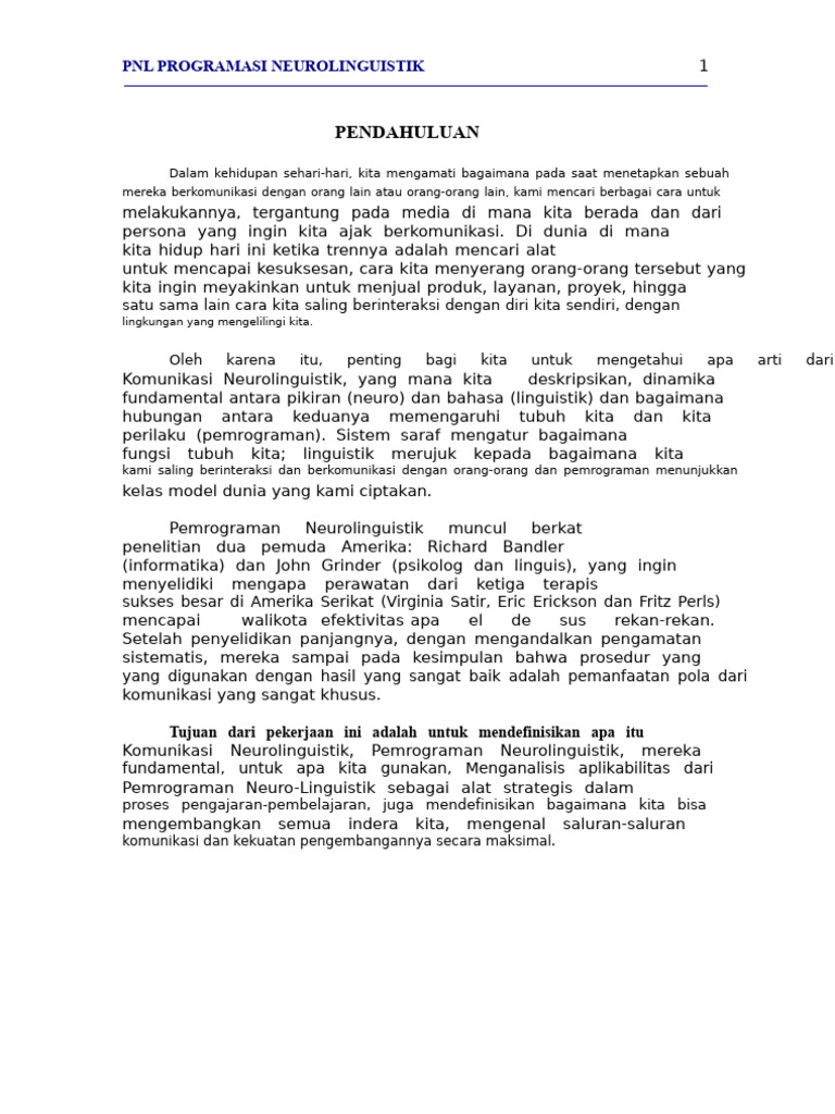 Pemrograman Neurolinguistik: Dasar dan Aplikasi | PDF