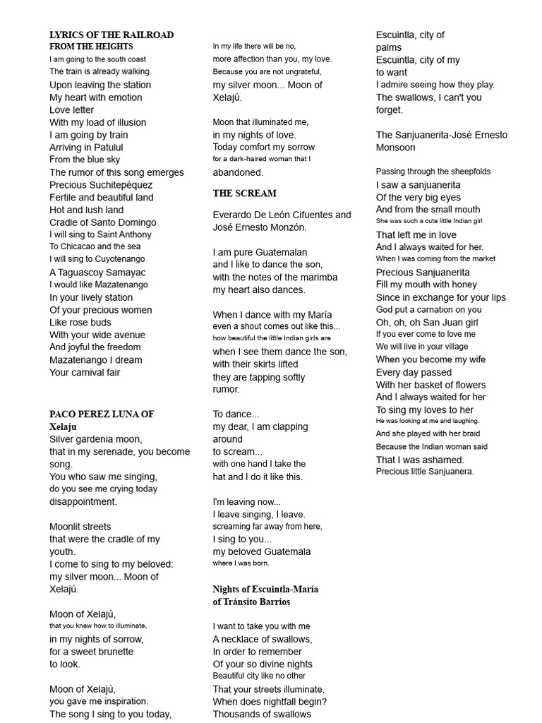 10 Song Lyrics in Marimba | PDF