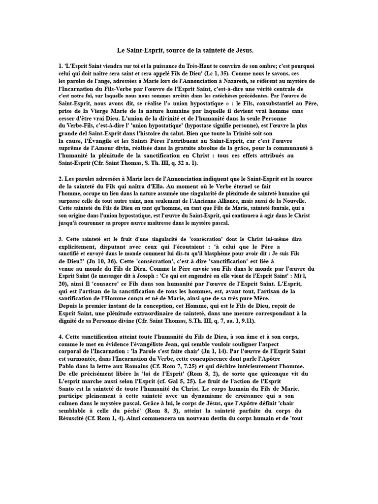 Saint-Esprit et sainteté de Jésus | PDF | Saint-Esprit | Grâce ...