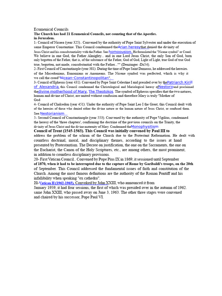 Ecumenical Councils | PDF | Christology | Catholic Church