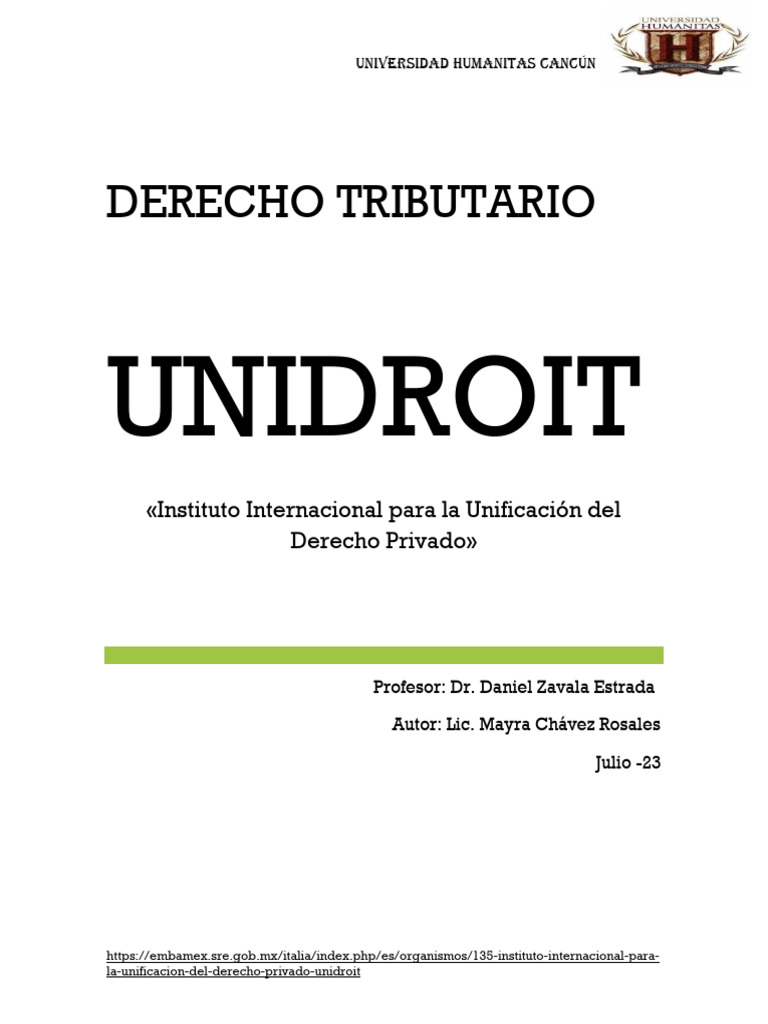 Principios UNIDROIT en Derecho Tributario | PDF | México | Justicia