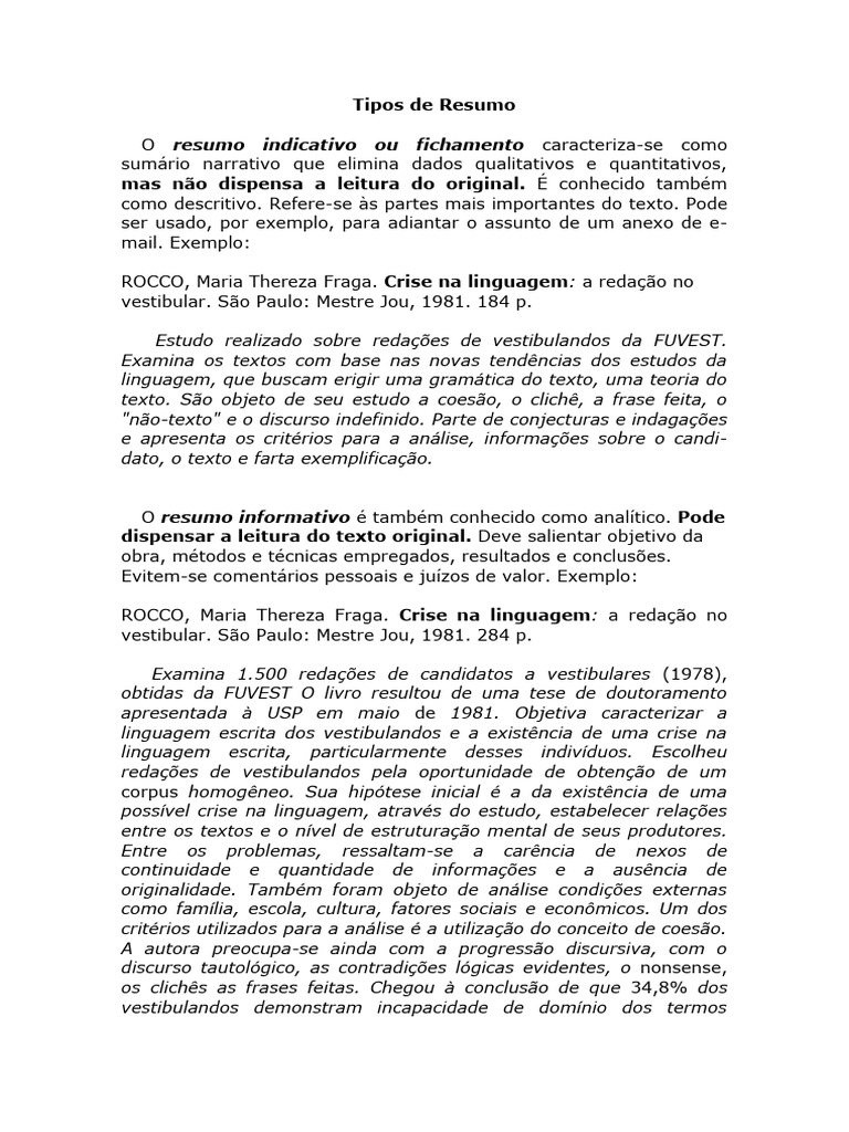 Tipos de Resumo 250401 092651 | PDF | Abstract (resumo)
