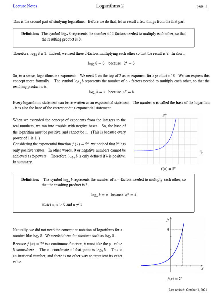 Log 2 | PDF | Logarithm | Exponentiation