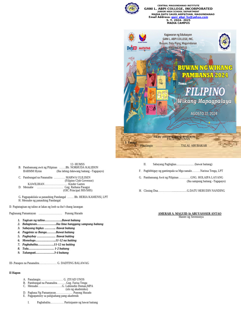 Buwan Ng Wika Program 2024 | PDF