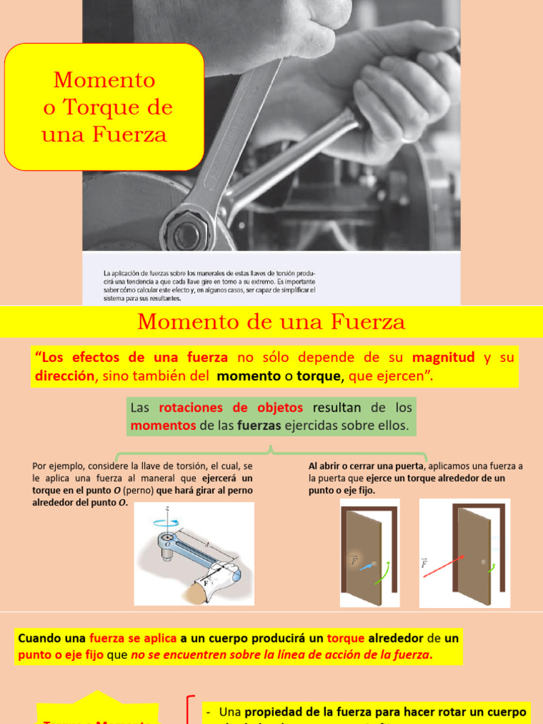 Momento y Torque de una Fuerza | PDF | Esfuerzo de torsión | Fuerza
