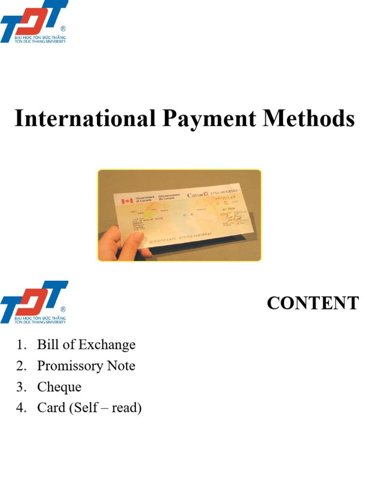 Chapter 3 International Payment Methods | PDF | Negotiable Instrument | Cheque