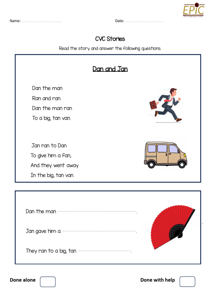 CVC Story: Dan and Jan's Adventure | PDF