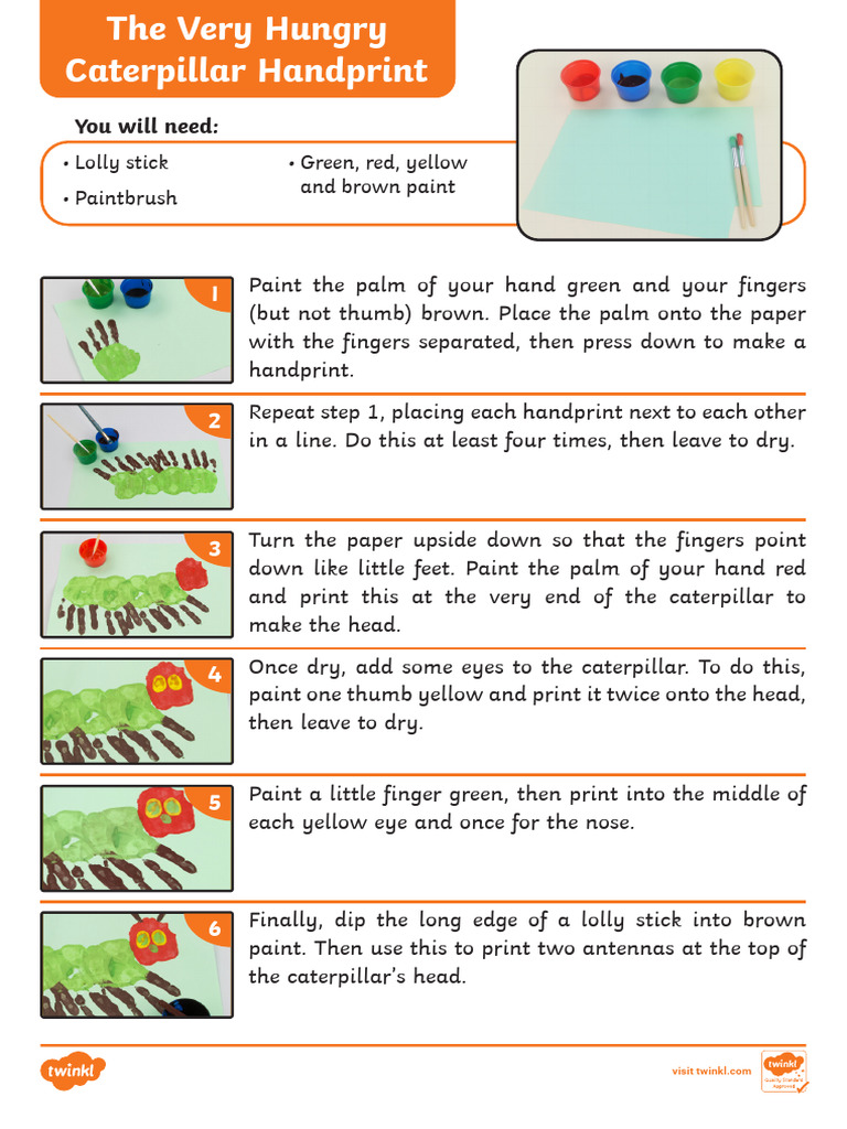 Very Hungry Caterpillar Handprint Craft | PDF | Hand | Industrial Processes