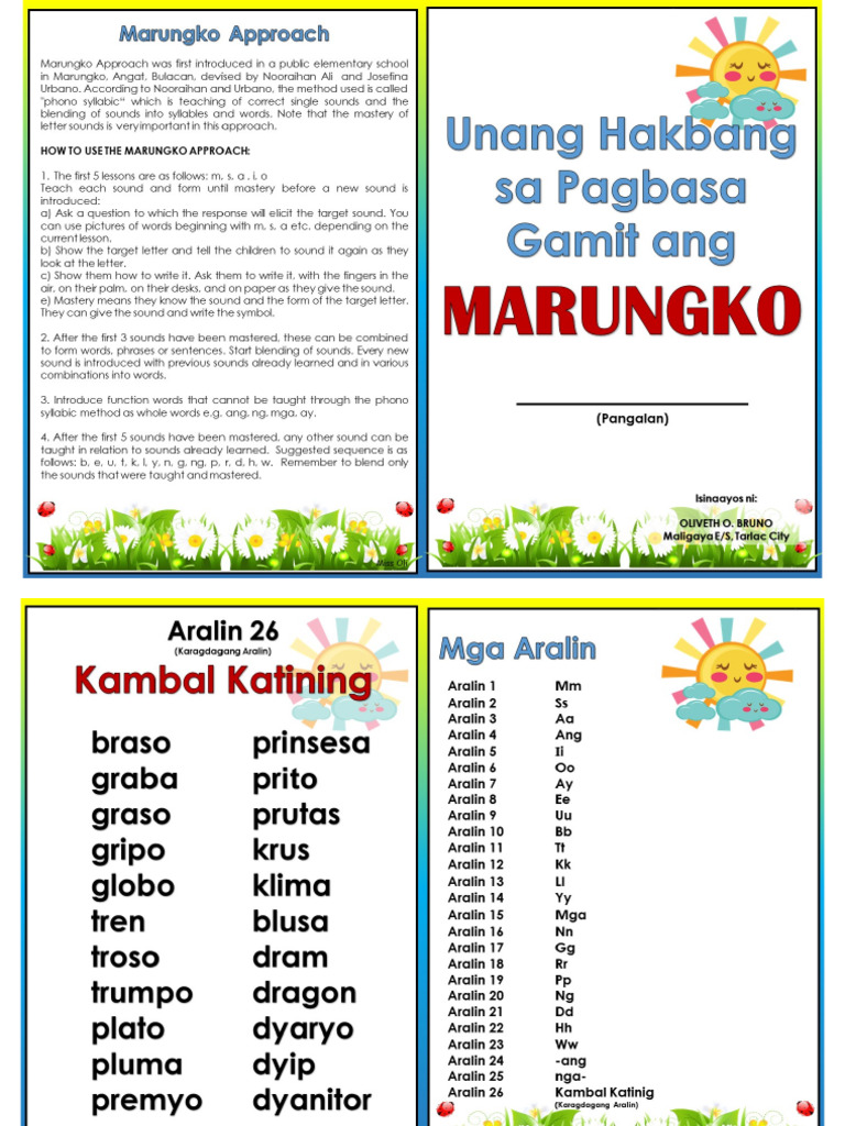 Unang Hakbang Sa Pagbasa (Marungko) | PDF