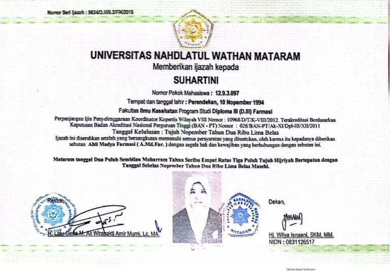 Ijazah Suhartini | PDF