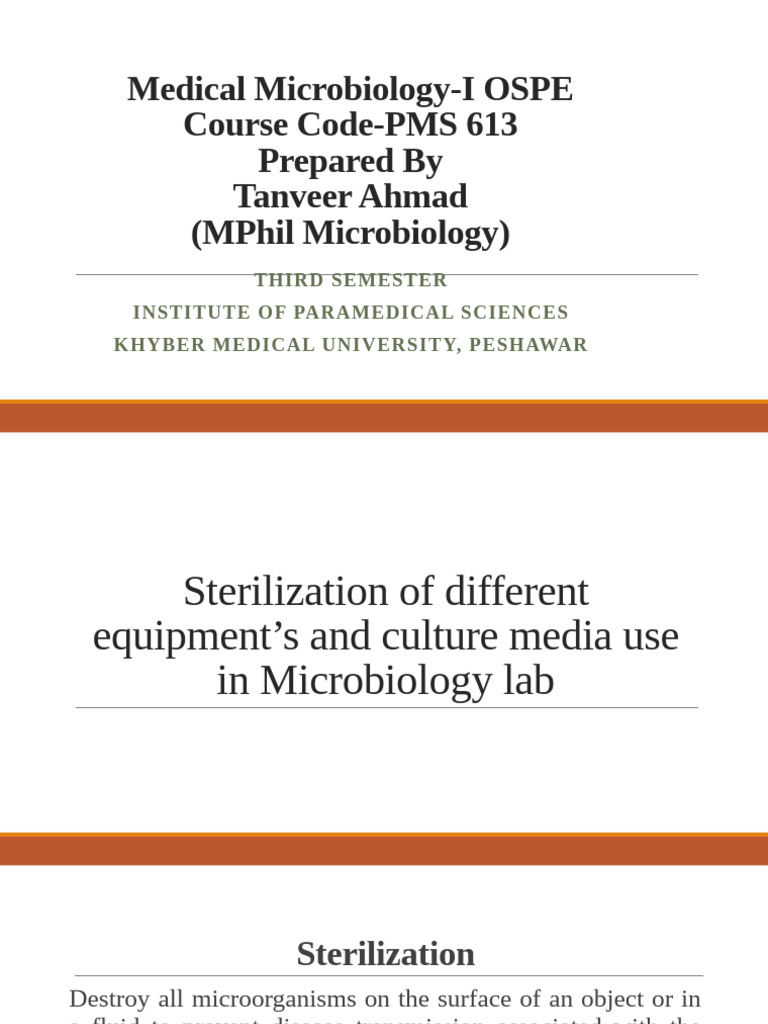 3.. Sterilization of Different Equipment's and Culture Media Use in Microbiology | PDF ...