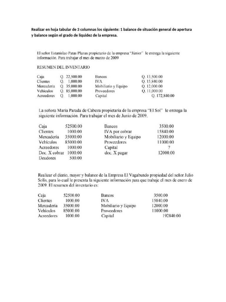 Realizar en Hoja Tabular de 3 Columnas Los Siguiente | PDF