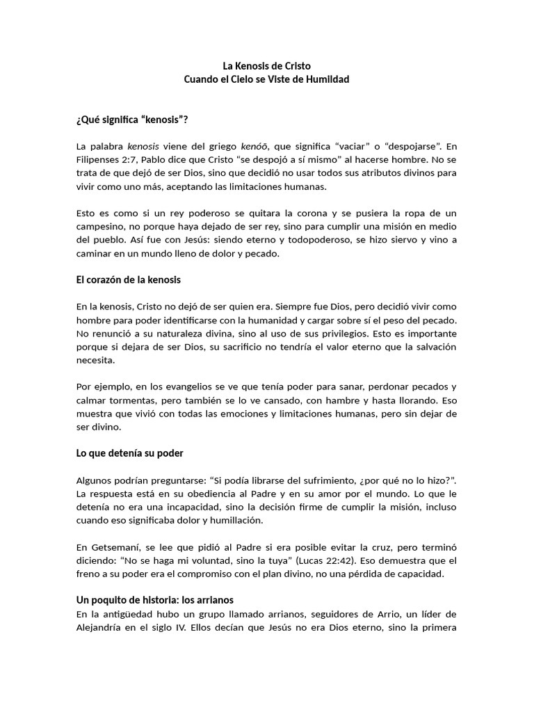 La Kenosis de Cristo | PDF | Cristo (título) | arrianismo