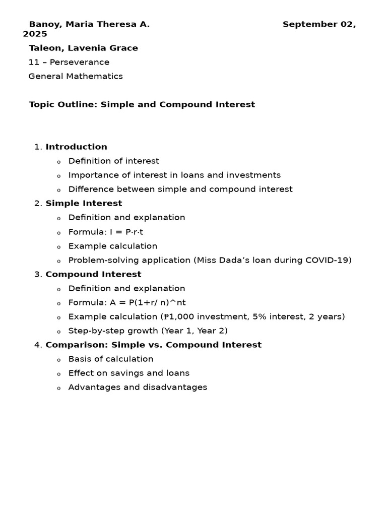 Simple vs. Compound Interest Guide | PDF