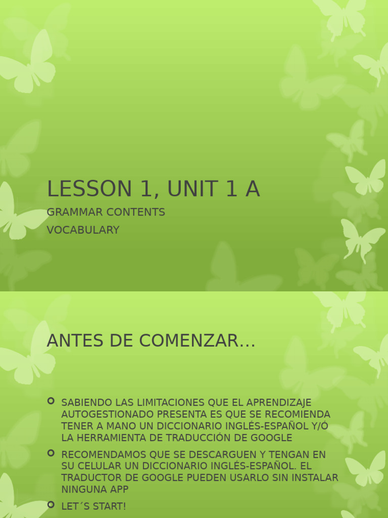 Vocabulario Unidad 1 Lección A | PDF