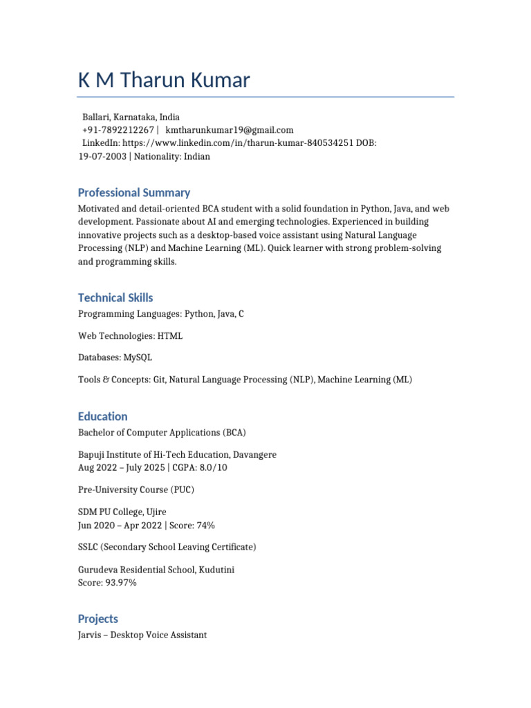 Tarun Resume... | PDF