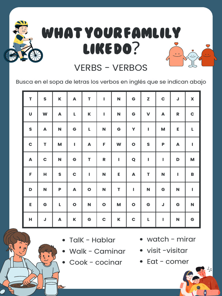 Sopa de Letras: Verbos en Inglés | PDF