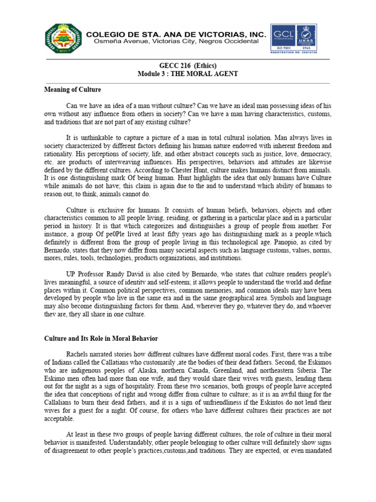 Mod3 Gecc 216 Ethics | PDF | Relativism | Morality