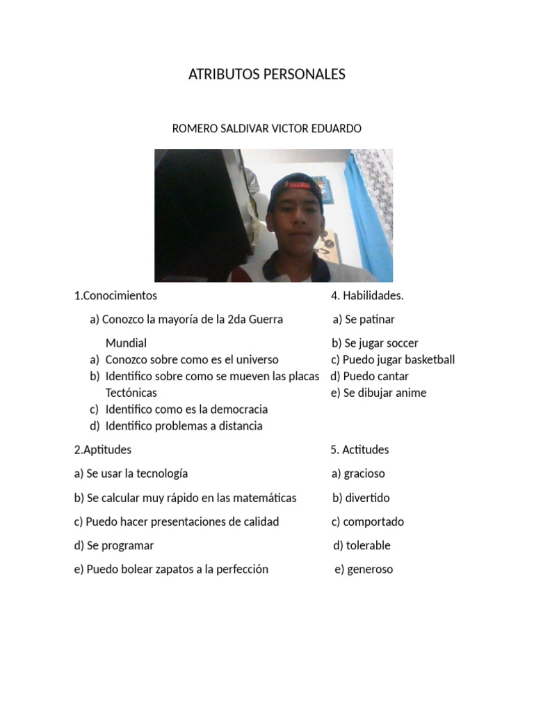 Atributos Personales de Víctor Romero | PDF