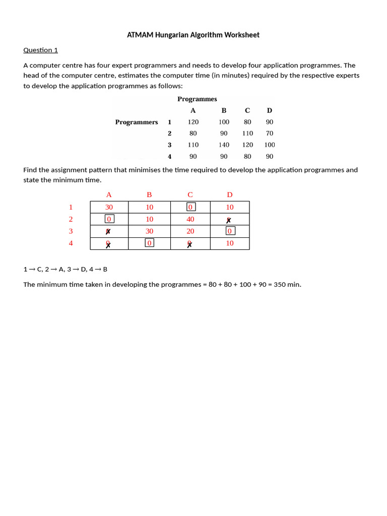 Hungarian Algorithm Assignment Problems | PDF | Theoretical Computer ...