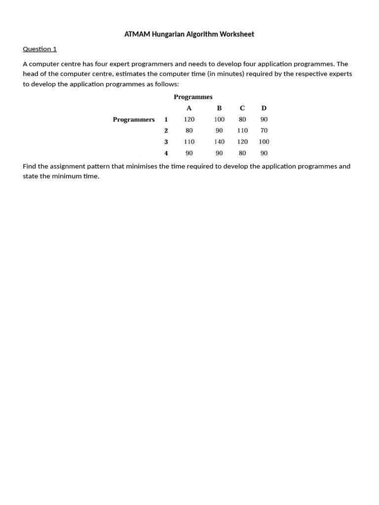 Hungarian Algorithm Assignment Problems | PDF | Applied Mathematics ...