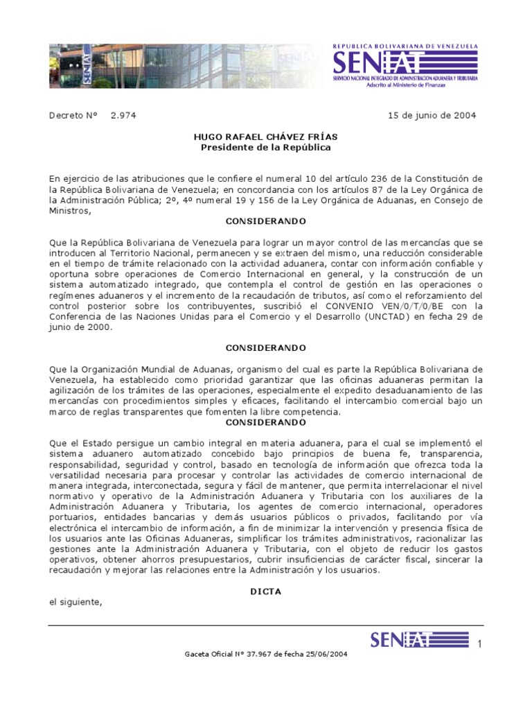 Decreto 2974 | PDF | aduana | Arancel