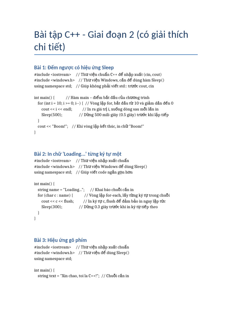 Bai Tap CPP Giai Doan2 | PDF