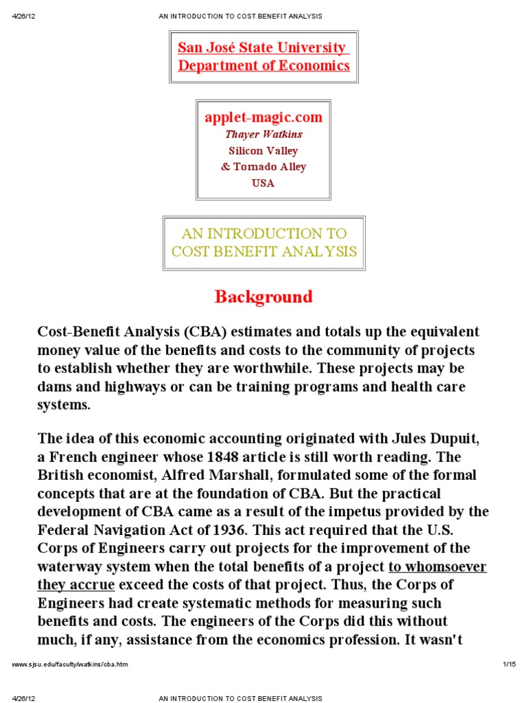 An Introduction To Cost Benefit Analysis | PDF | Cost–Benefit Analysis ...