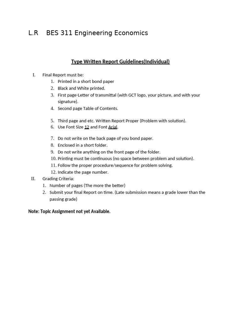 BES 311 L.R Guidelines | PDF