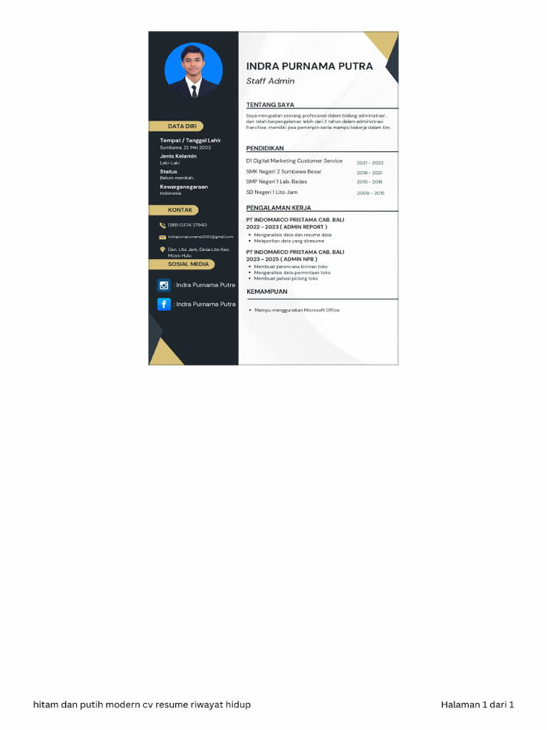 CV Indra Purnama Putra | PDF