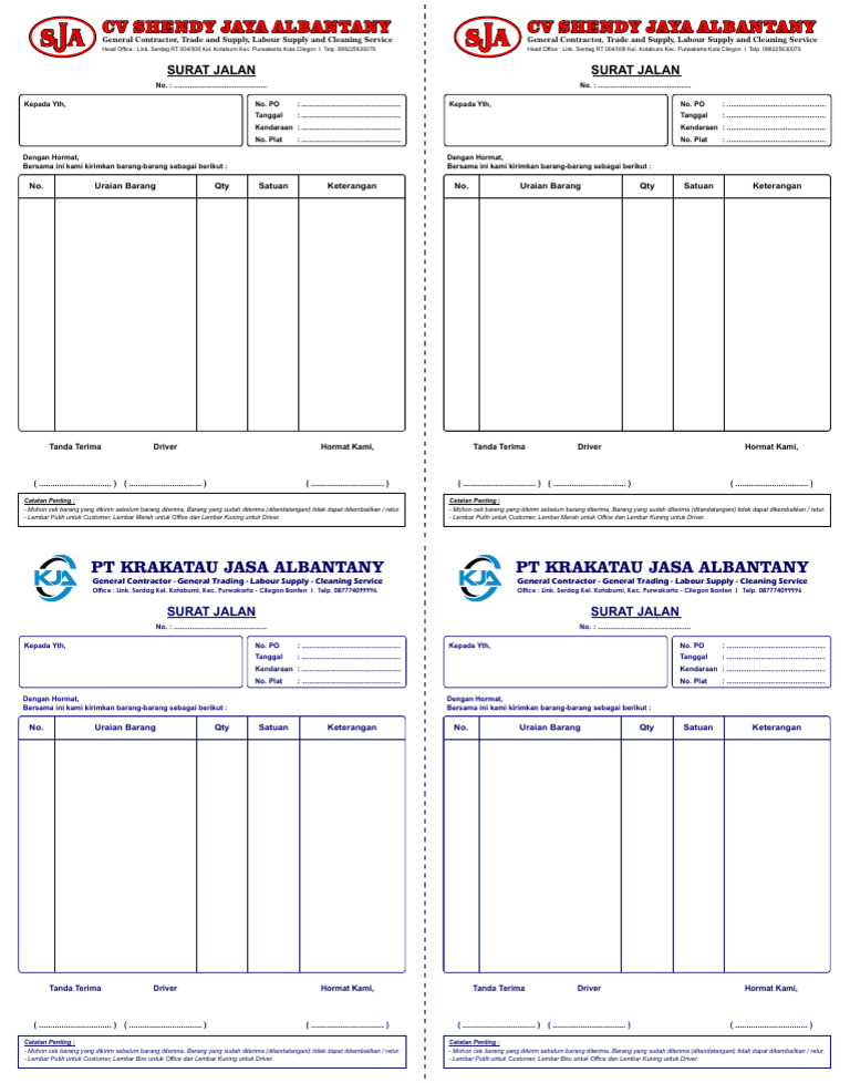Format Surat Jalan Pengiriman Barang | PDF